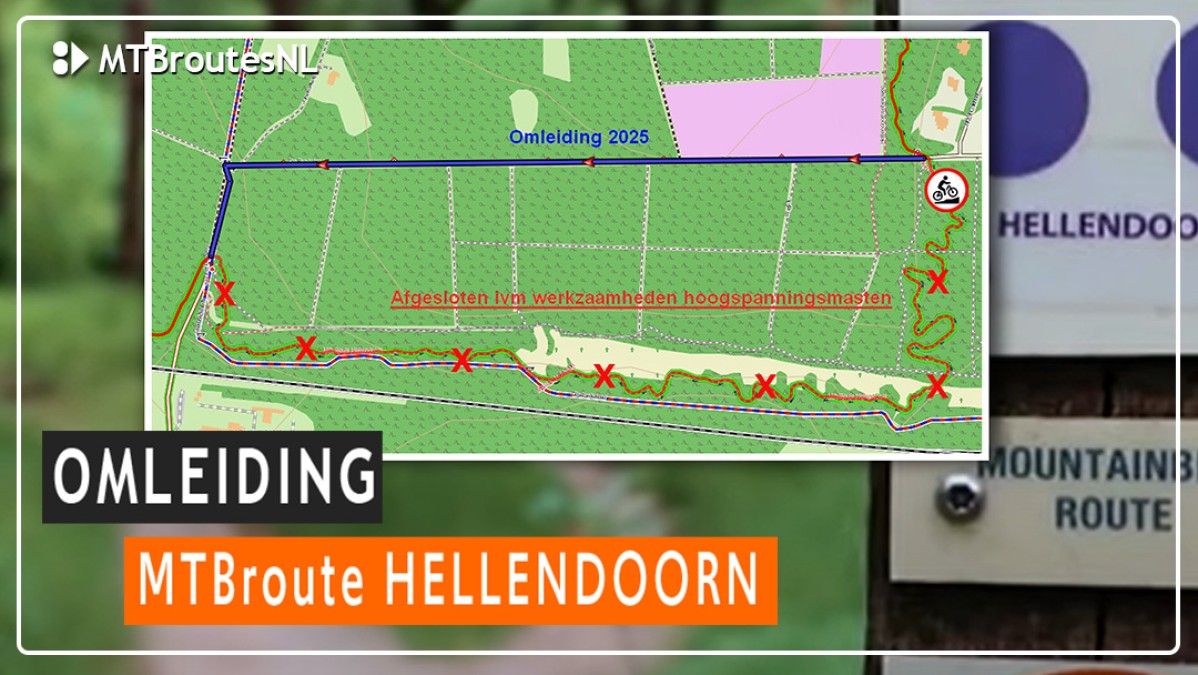 Omleiding vanwege werkzaamheden MTBroute Hellendoorn